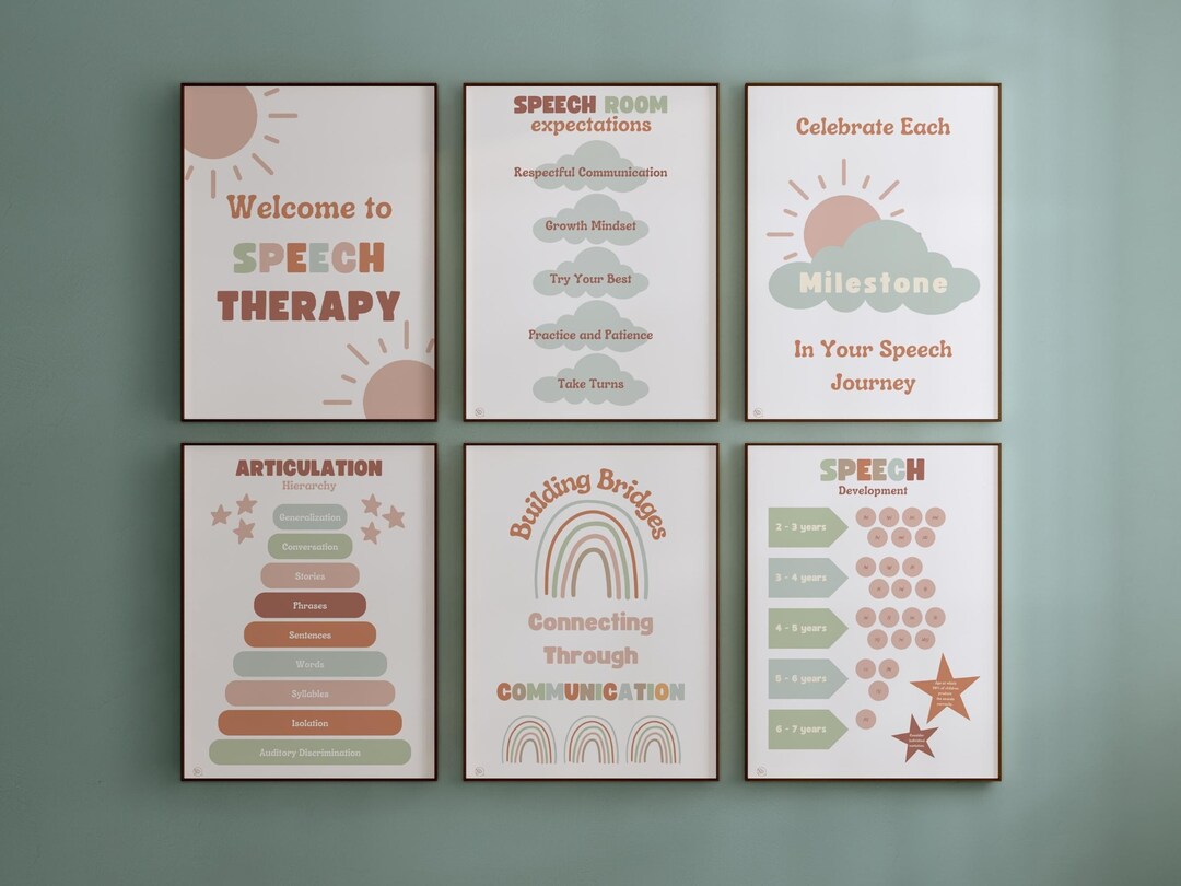 SLP Boho Poster Bundle | 6 Prints | Speech Therapy Room & Office Decor ...