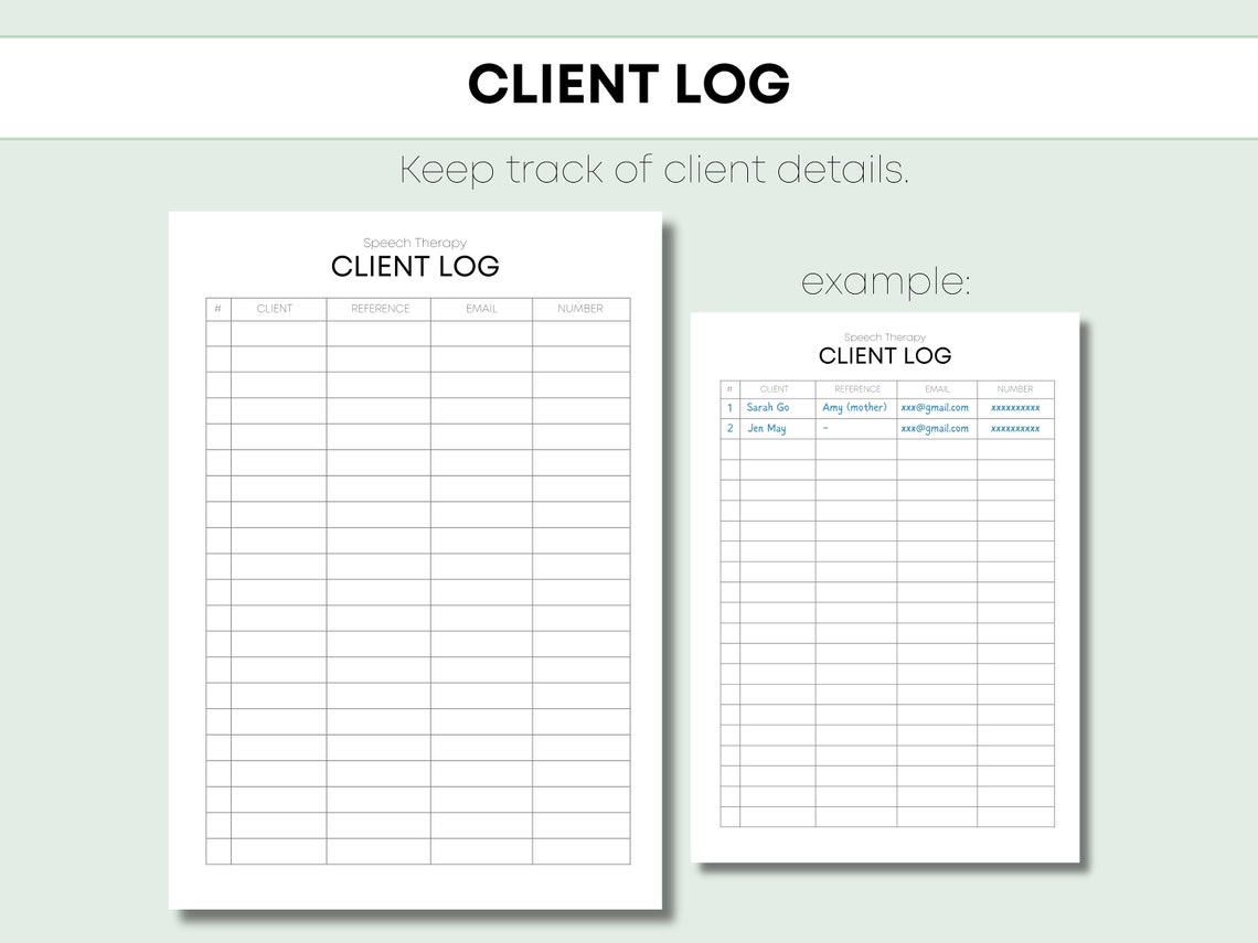 SLP Printable Planner Forms | Speech Therapy Client Log PDF | A4 Weekly ...