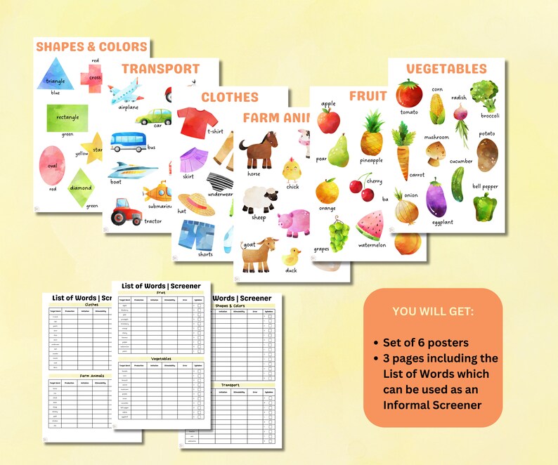 Vocabulary Poster Bundle | Speech Therapy | 6 Prints & Informal ...