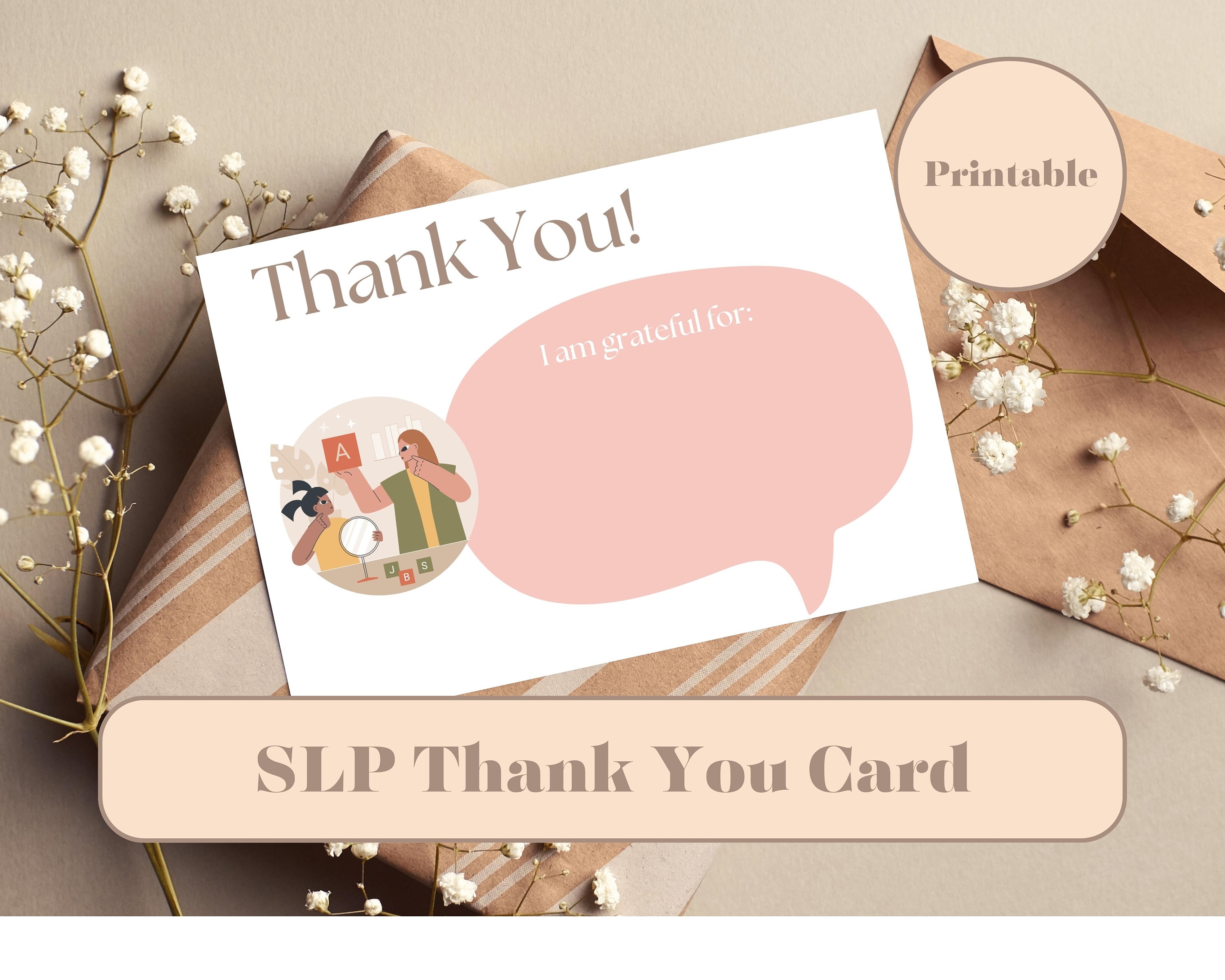 SLP Thank You Card | I Am Grateful for | Speech Therapist Appreciation ...