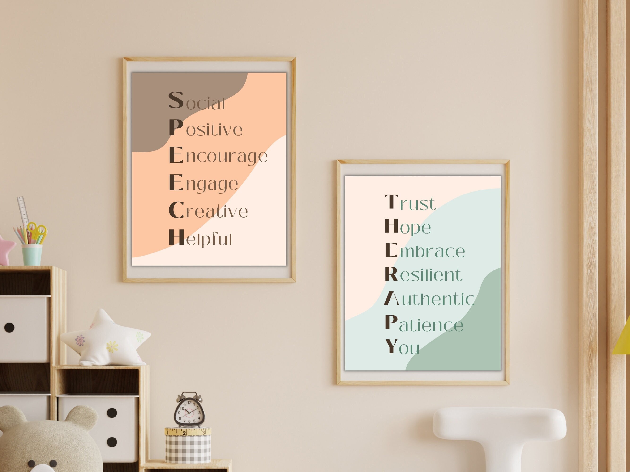 Buy 2 Speech Therapy Posters With Mnemonic Wall Art & Office Decor Gift ...