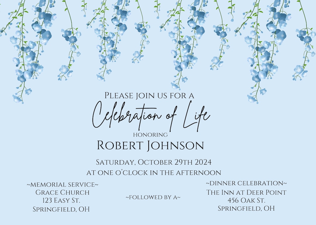 Editable Celebration of Life Invitation *canva Digital Download* - Etsy