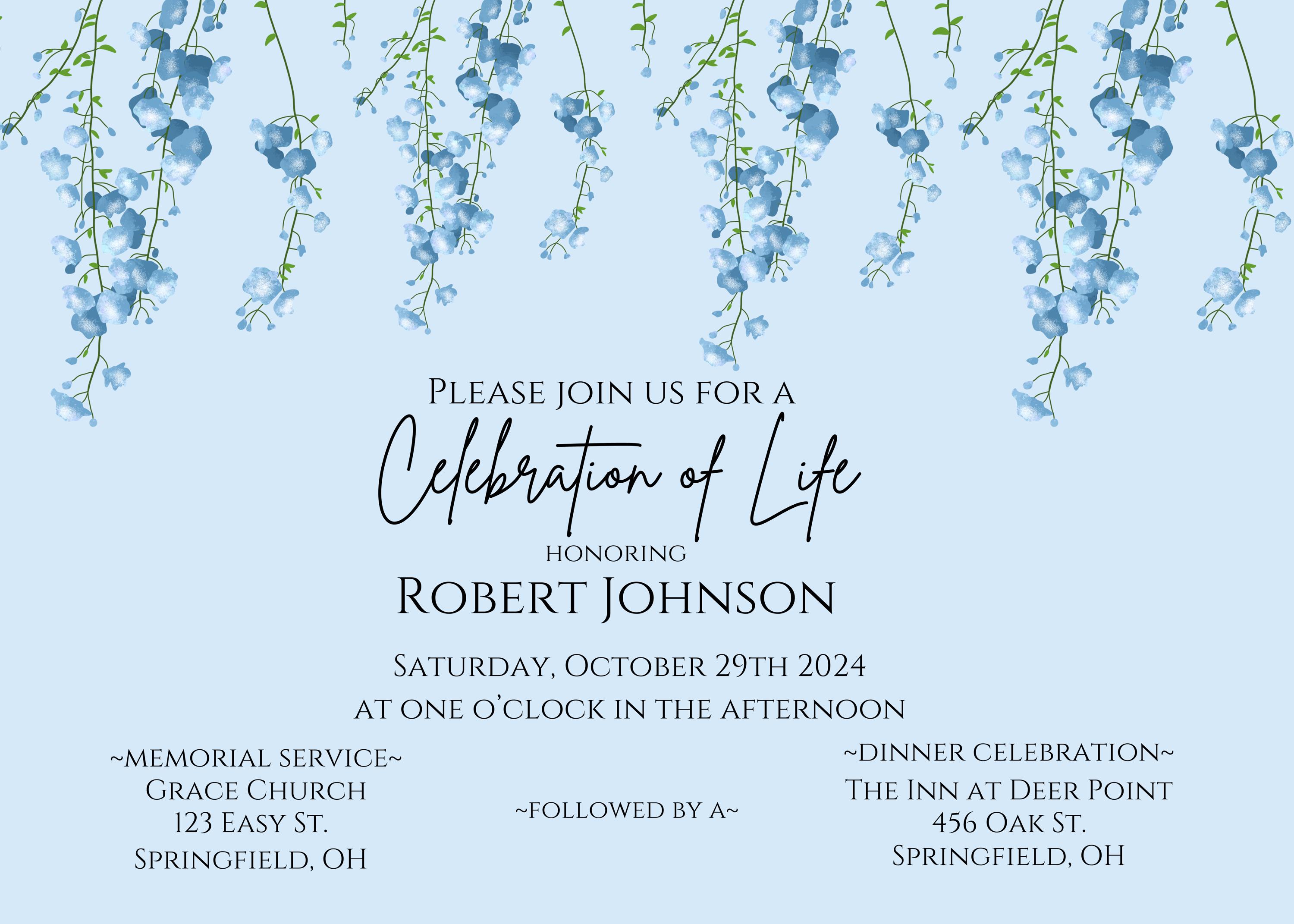 Editable Celebration of Life Invitation *canva Digital Download* - Etsy