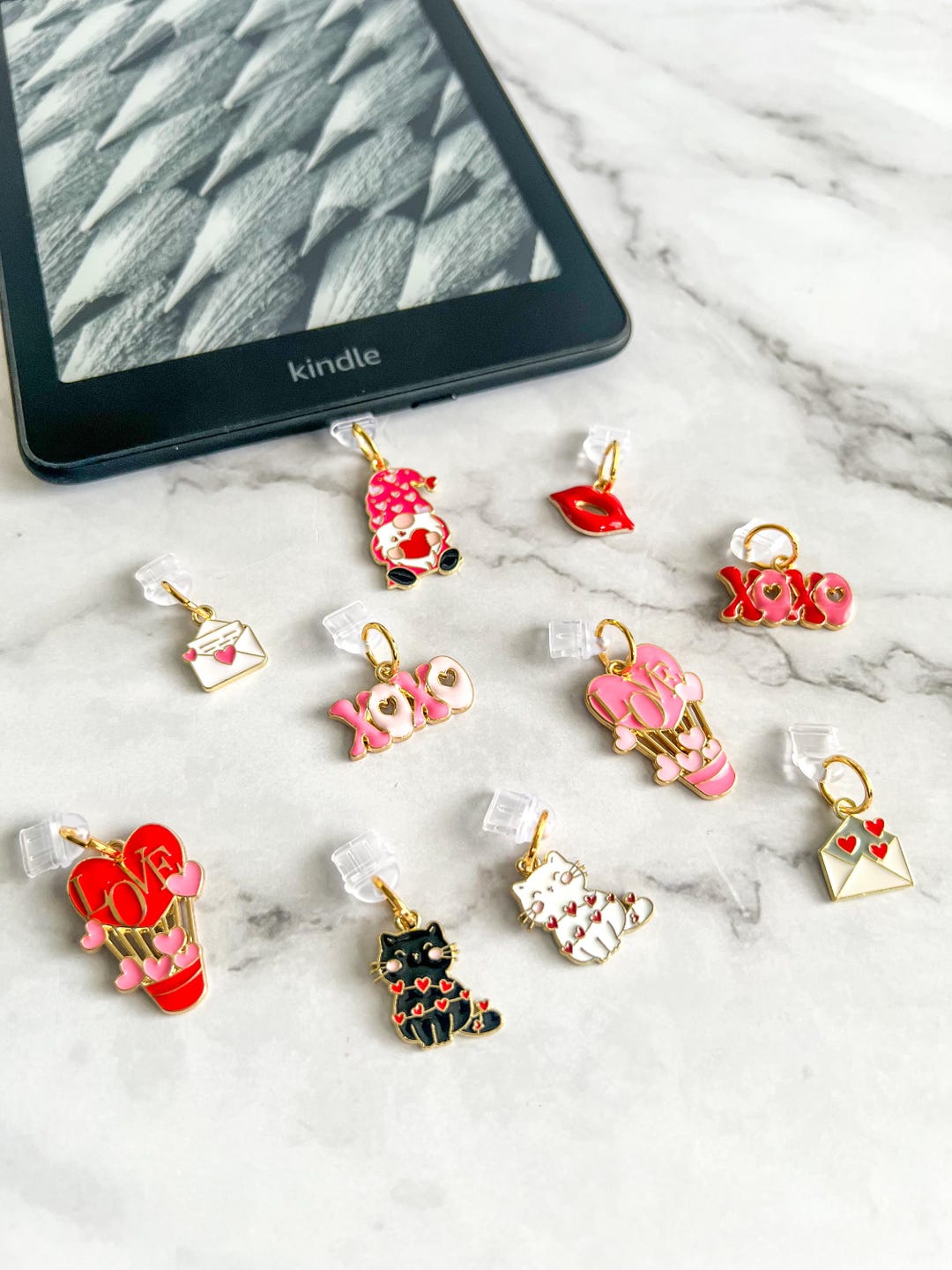 Valentines Kindle Charms - Kindle Accessory, Hearts Charms, USB Charm ...