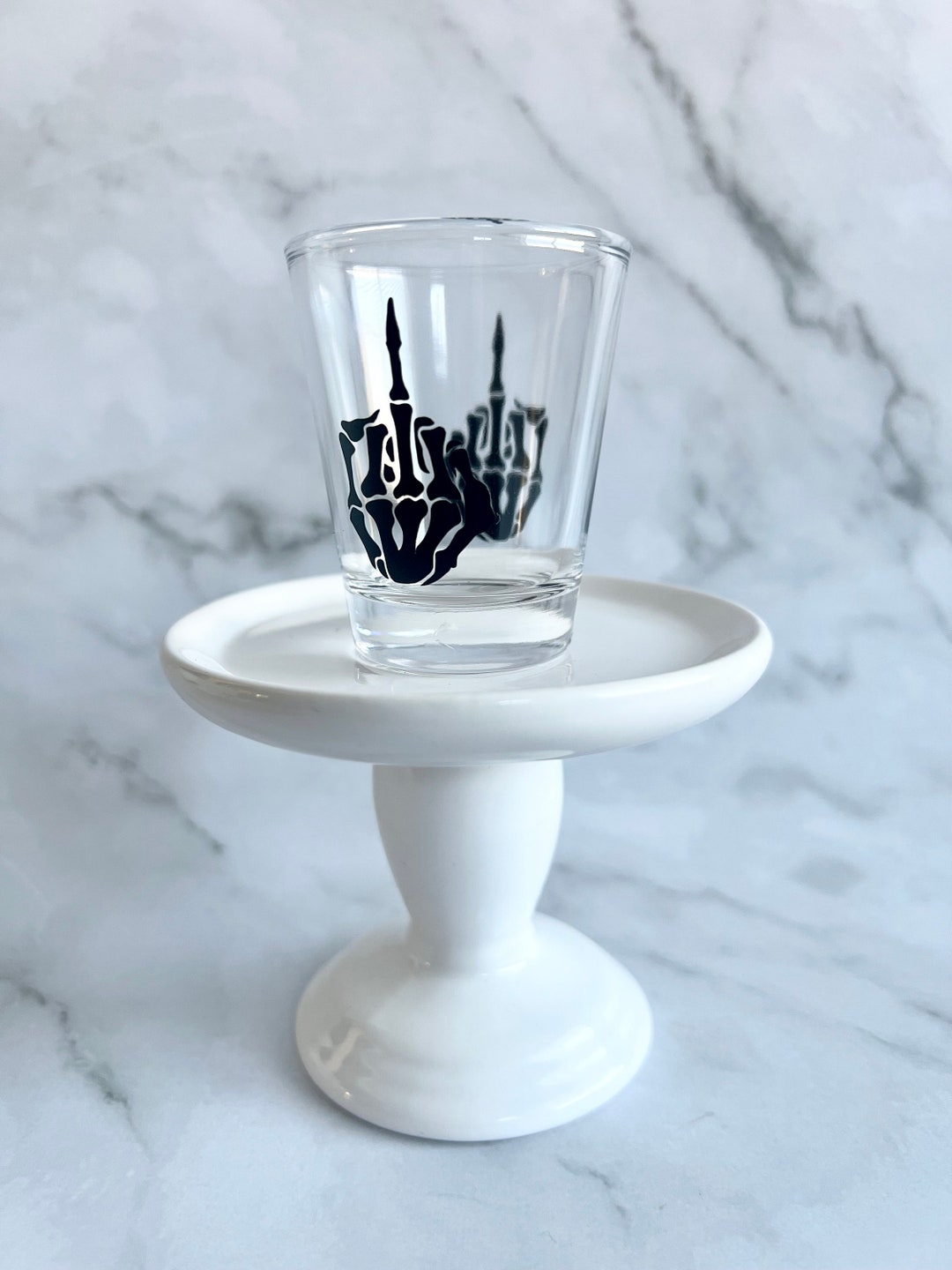 Halloween Shot Glass - Skeleton Shot Glass, Middle Finger, Spooky Shot ...