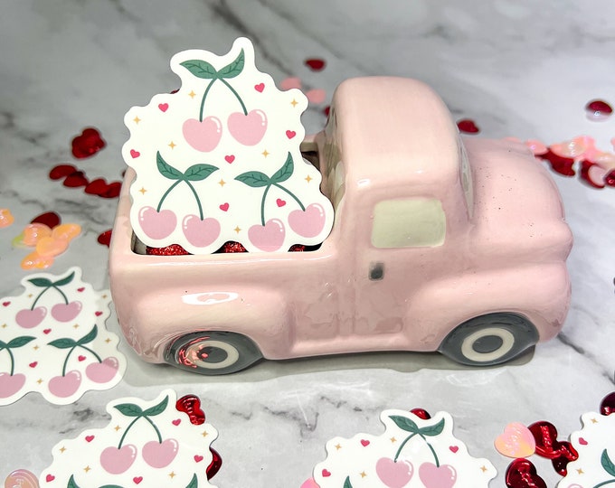 Valentine's Day Red Heart Kitten Sticker Waterproof, Cherry, Kiss ...