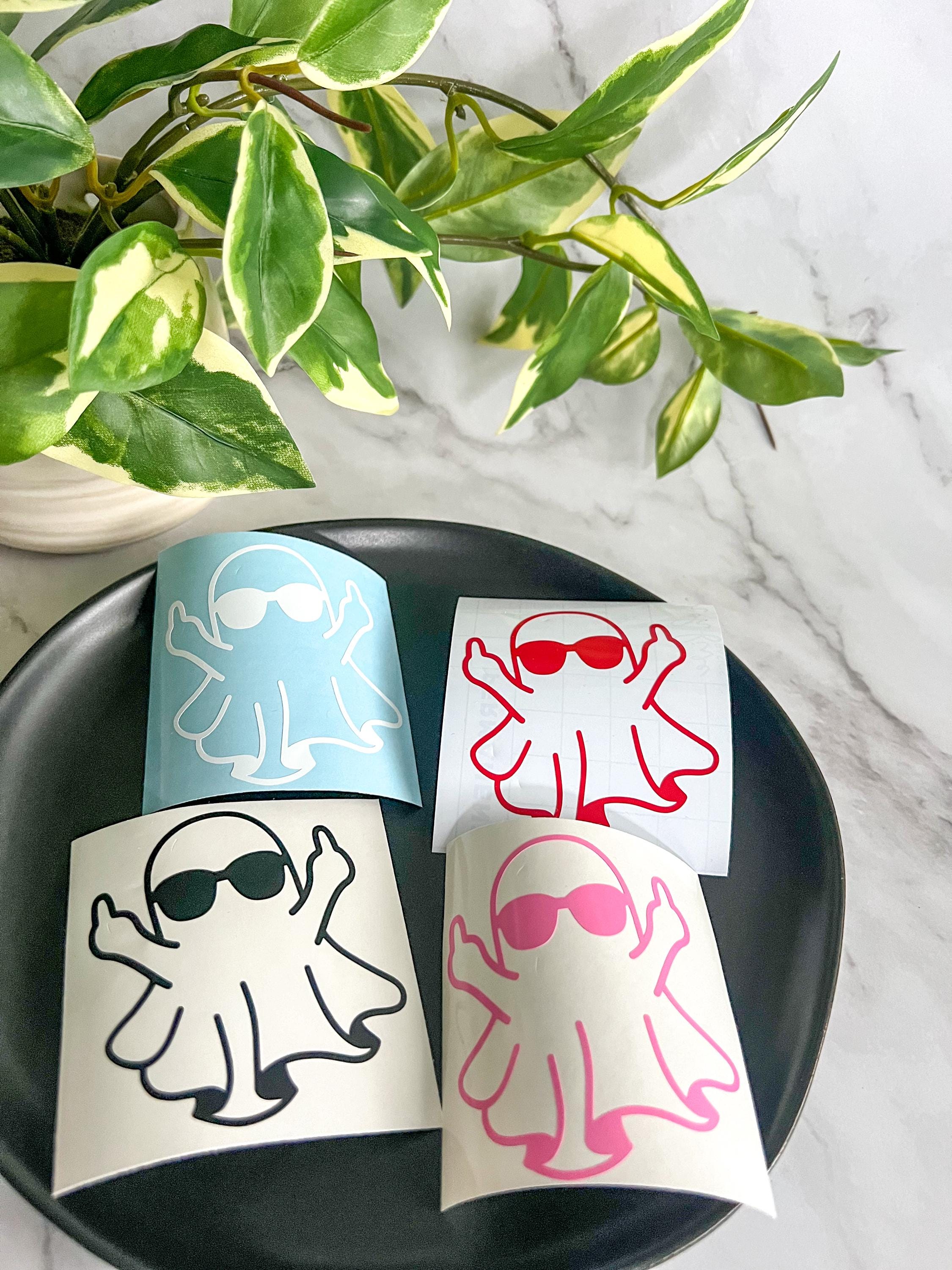Middle Finger Ghost Decal Sticker - Halloween Ghost, Cup Decal, Window ...