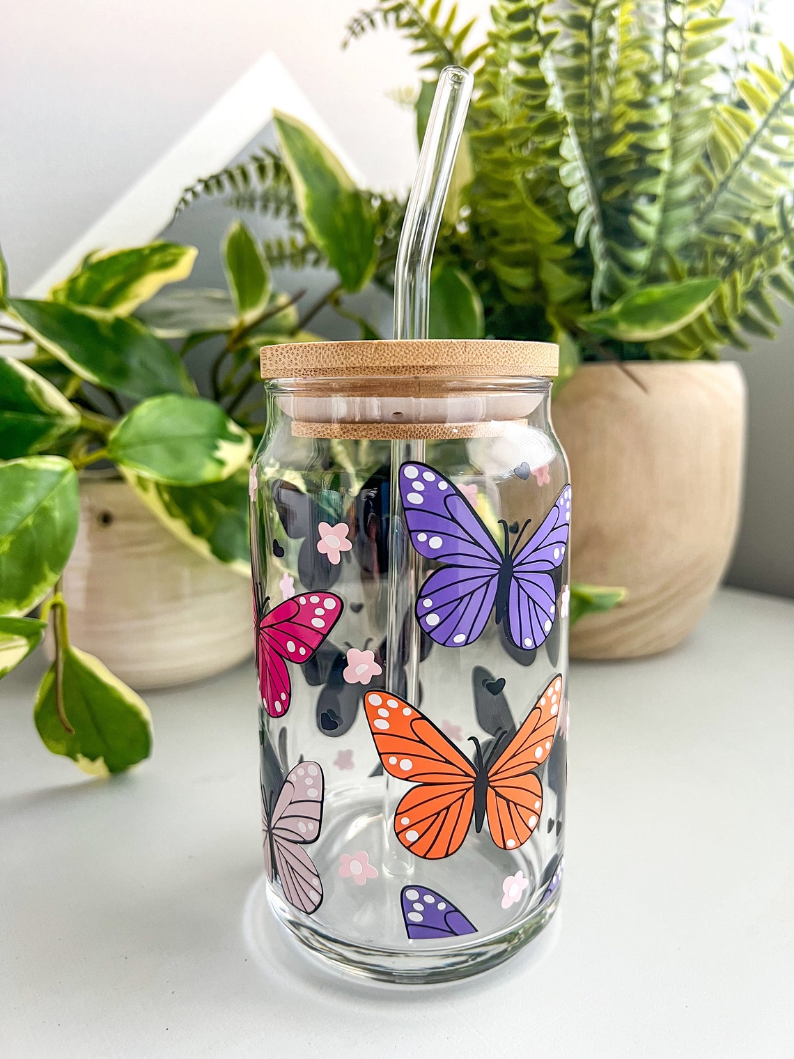 Butterfly Glass Cup - Gift for Teacher, Spring Vibe, Ice Coffee Cup ...