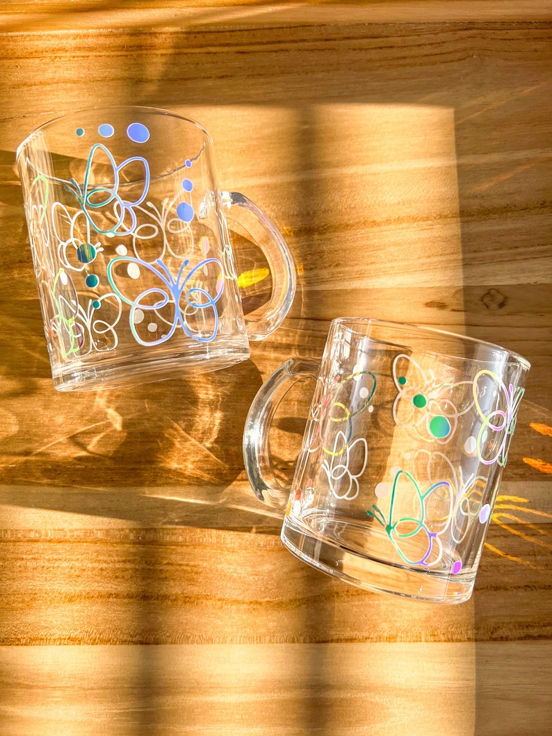 Butterfly Glass Mug- Glass Coffee Mug, Butterfly Gift, Butterfly Cup ...