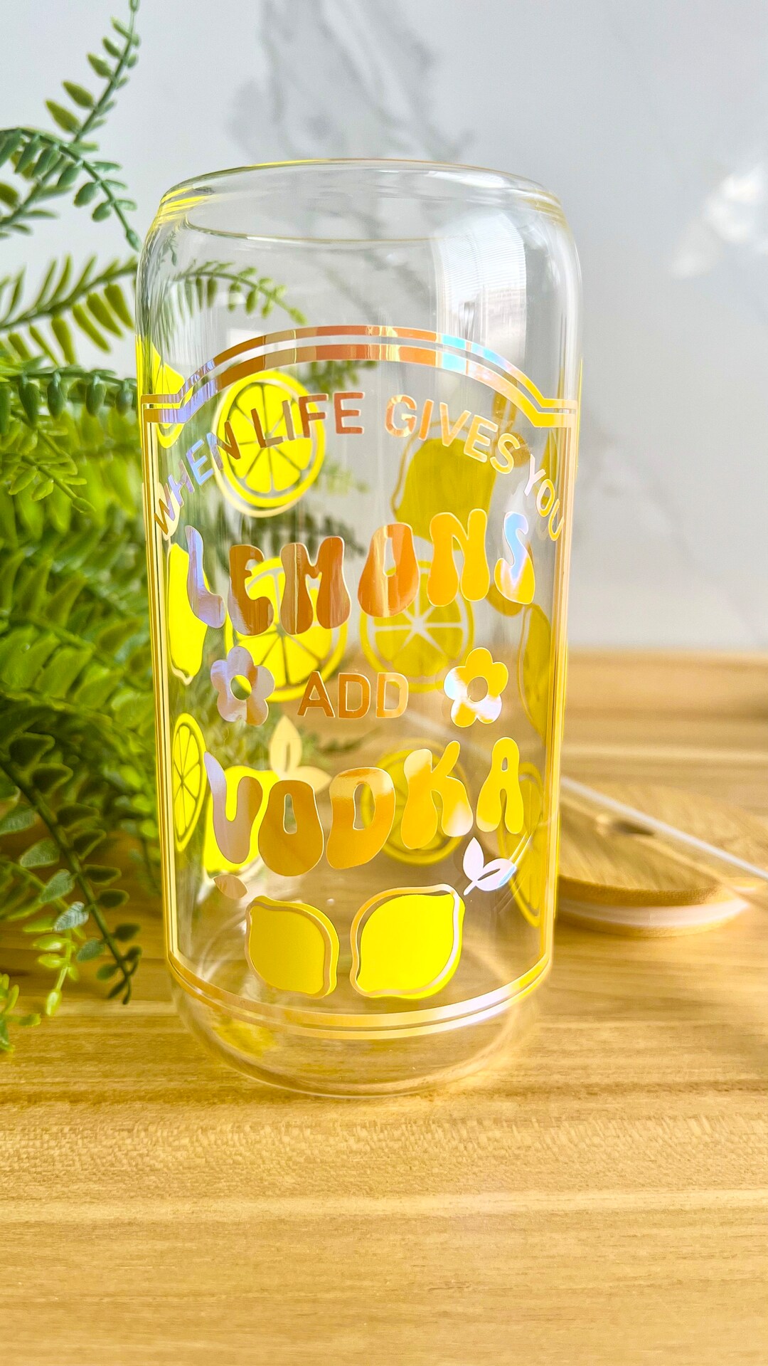 When Life Gives You Lemons Add Vodka Libbey Beer Can Glass Cup - Lemon ...