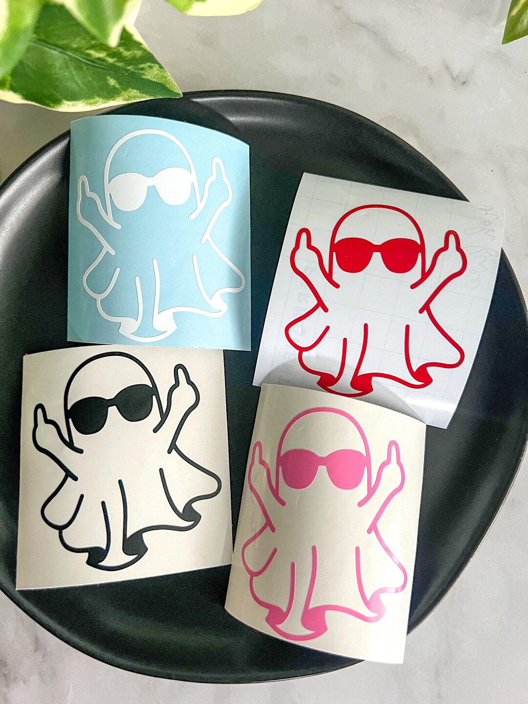 Middle Finger Ghost Decal Sticker - Halloween Ghost, Cup Decal, Window ...