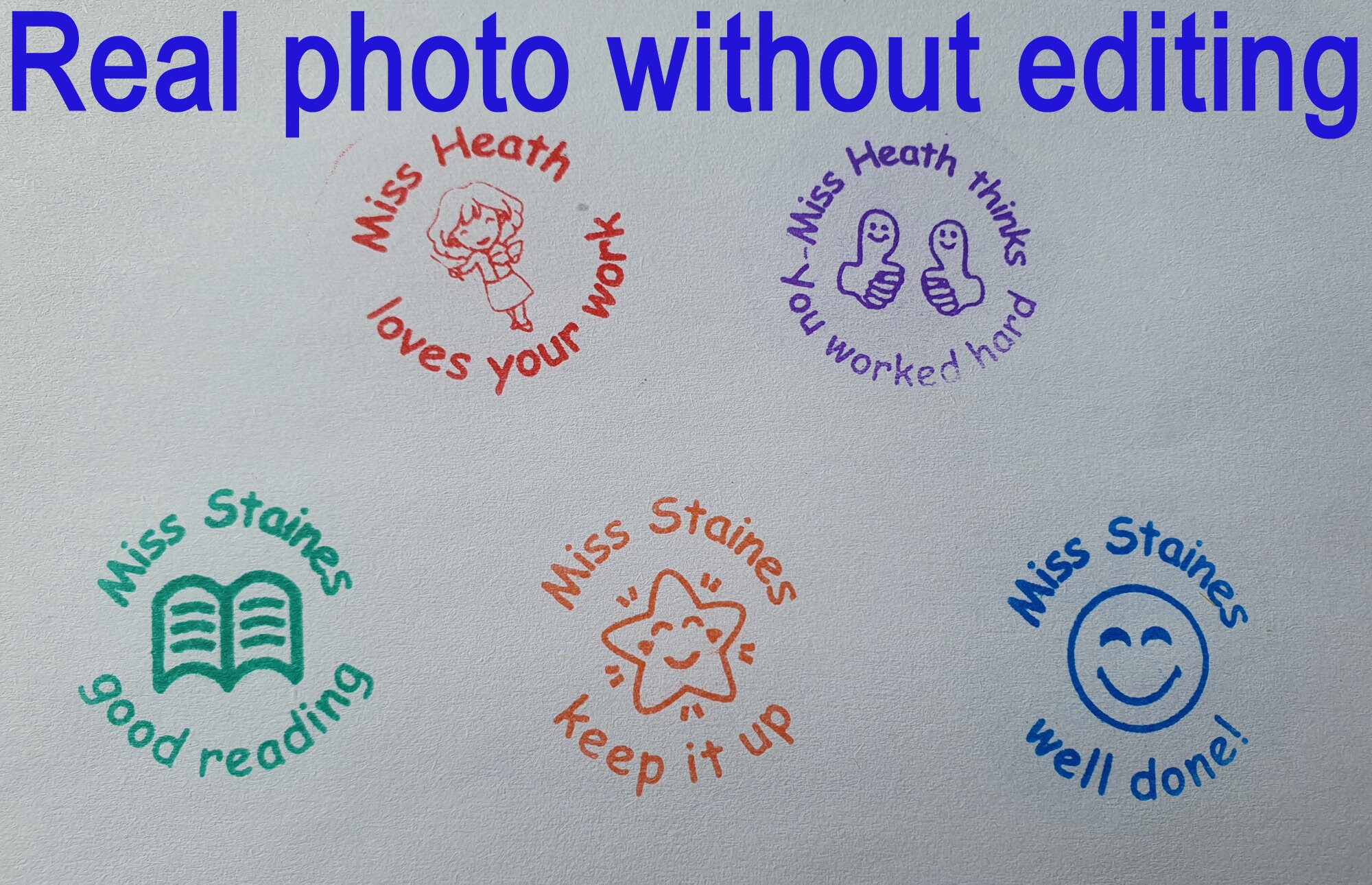Custom Teacher Reward Stamp Self Inking Round Homework - Etsy UK