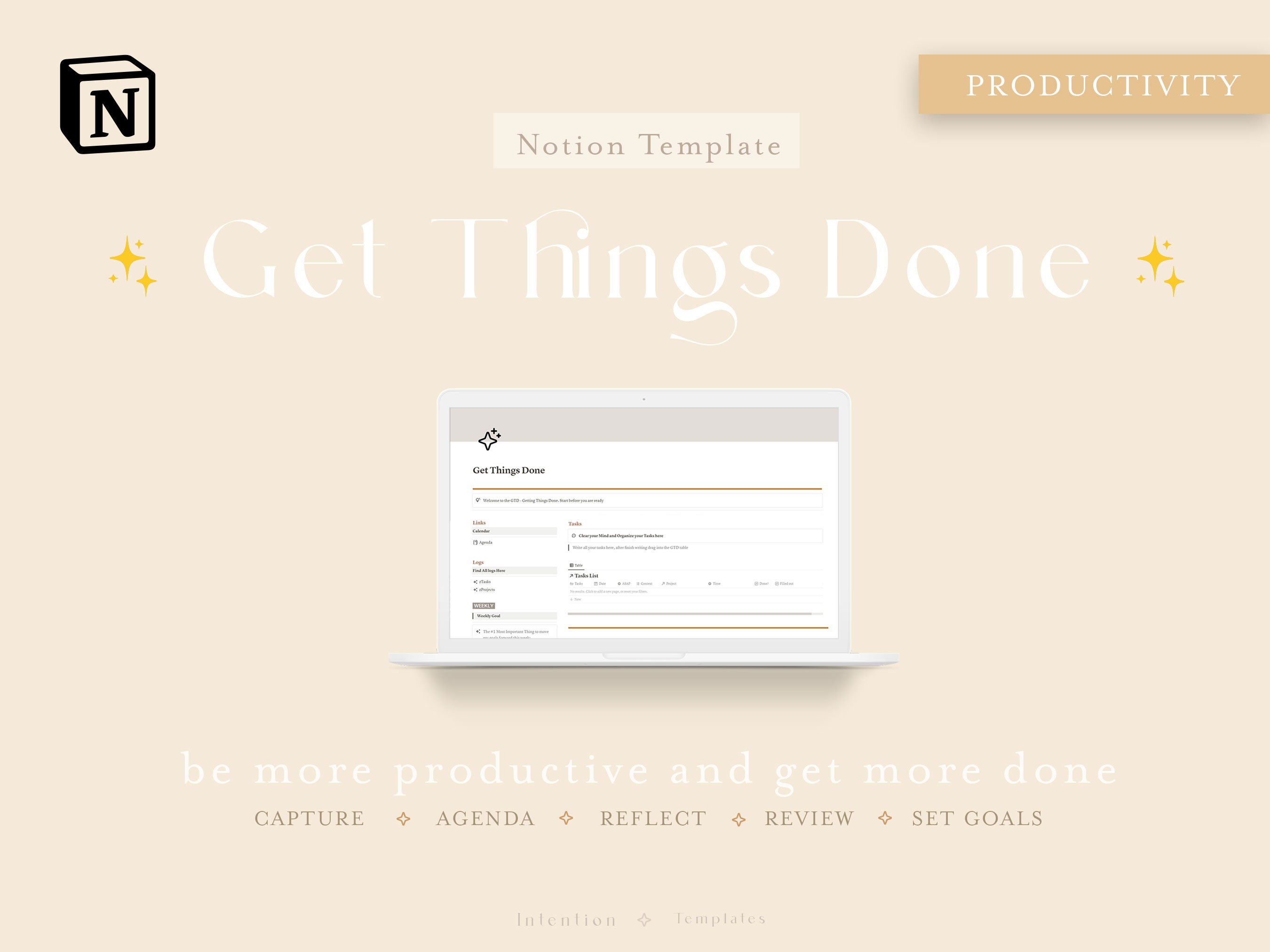 GTD Get Things Done Notion Template Productivity, Weekly Reflection ...