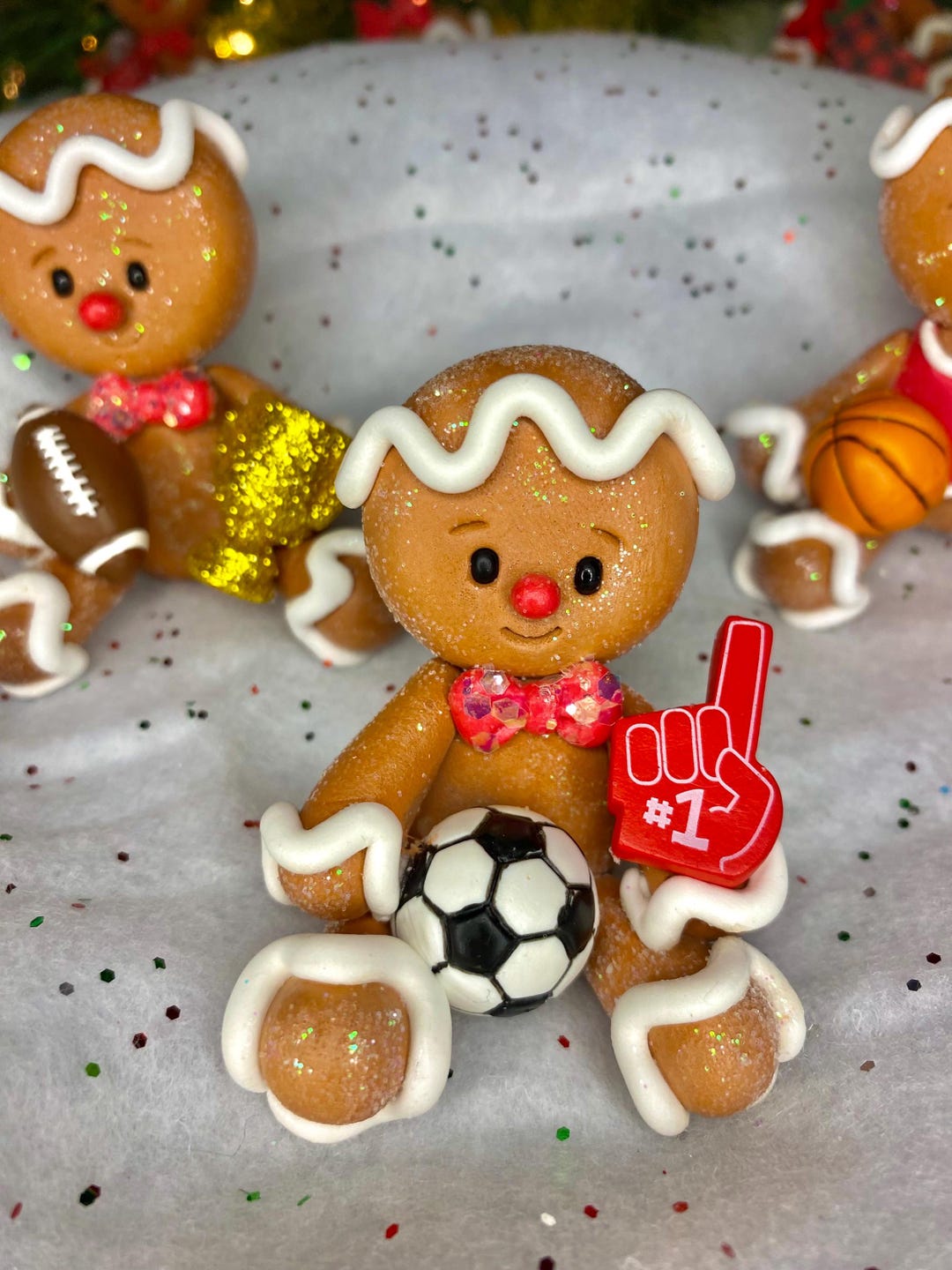 Clay Gingerbread Boy With Soccer Ball, Fake Bake Gingerbread, Christmas ...