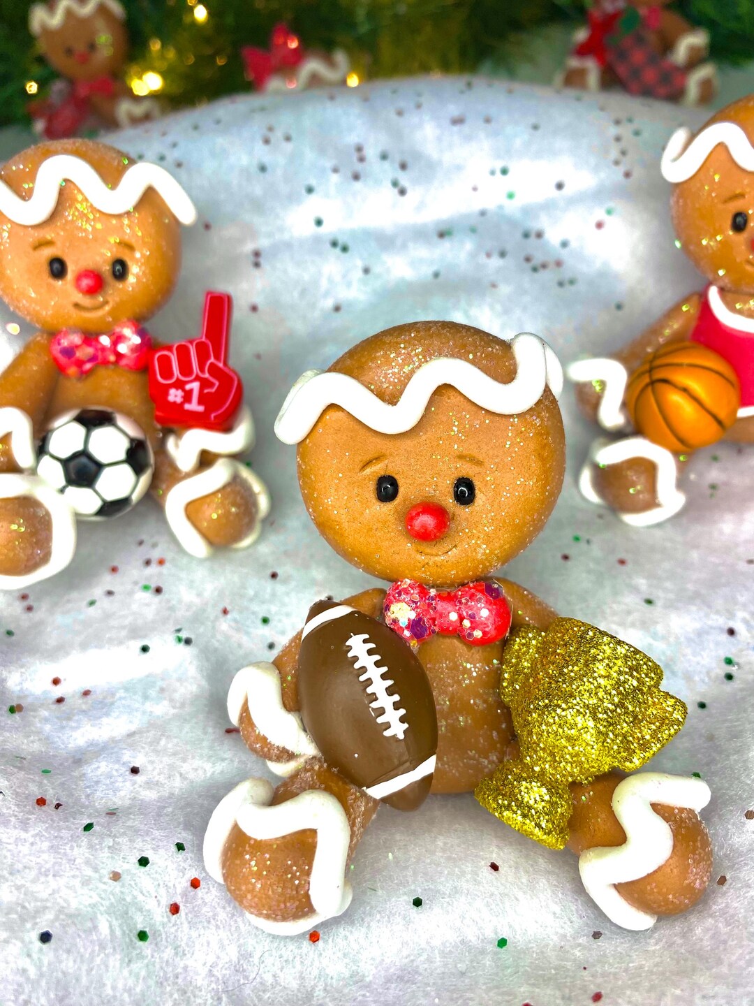 Clay Gingerbread Boy With Soccer Ball, Fake Bake Gingerbread, Christmas ...
