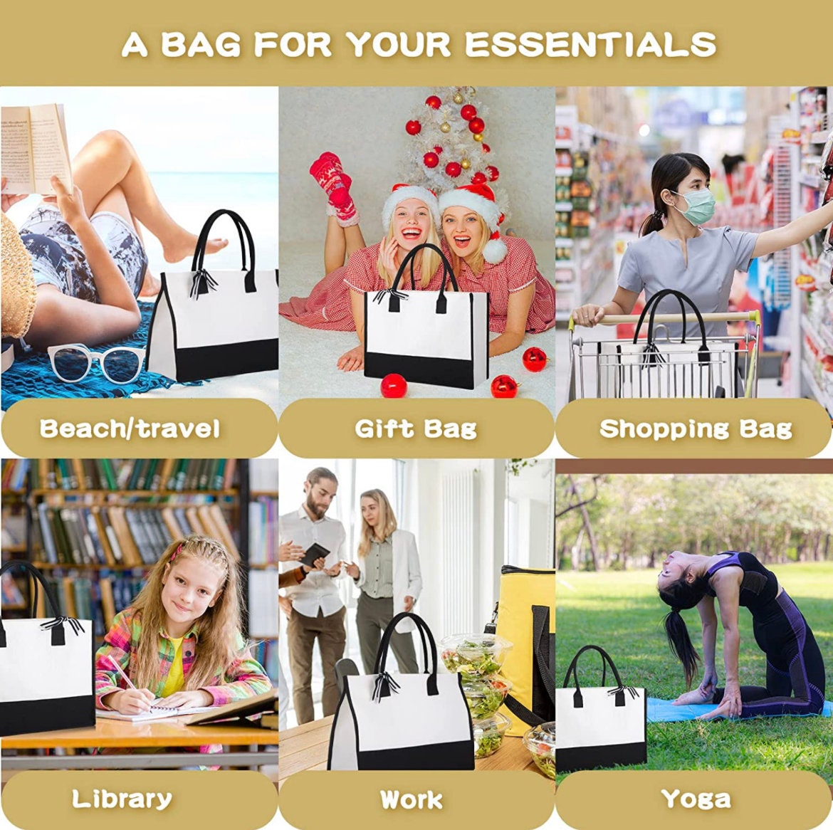 Initial Canvas Tote Bag Monogram Tote Bag Mothers Day - Etsy