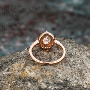 Art Deco Solid Rose Gold Promis Ring Oval Cut DF 1.5ct Moissanite ...