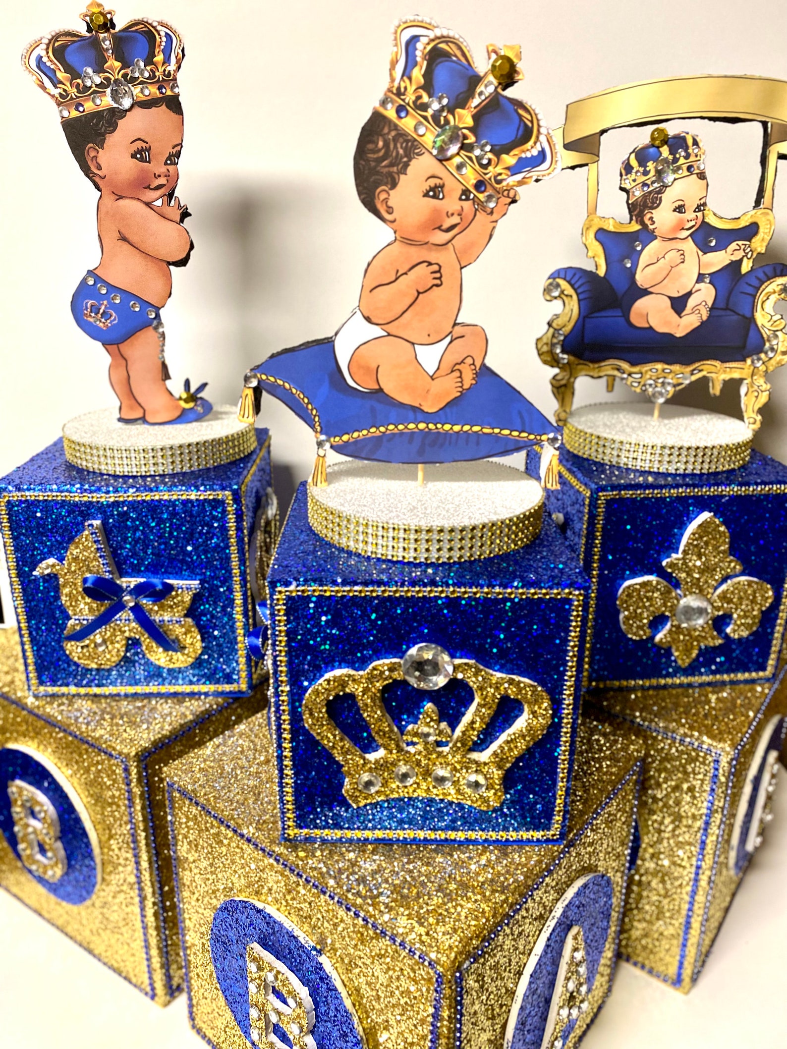 3pc Set Royal Prince Centerpieces Baby Block Centerpieces Little Prince ...