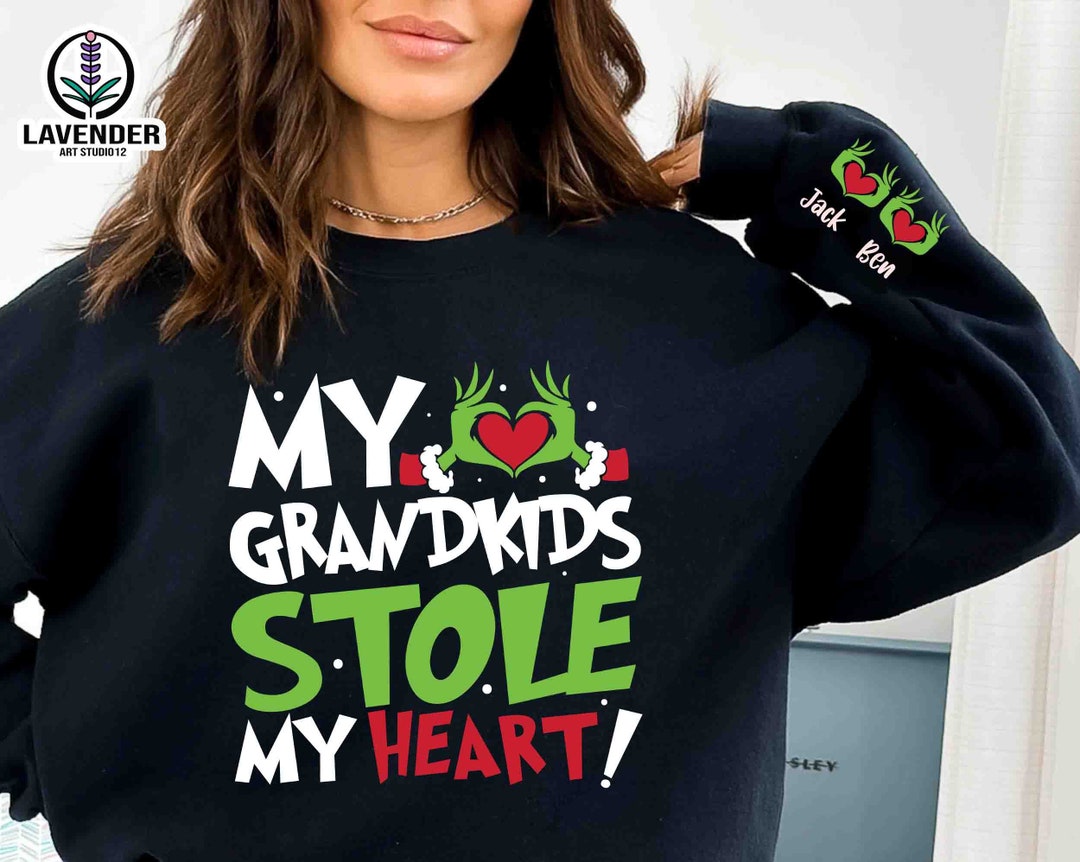 Christmas Sweater For Grandma My Grand Kids Stole My Heart Grinch SVG ...