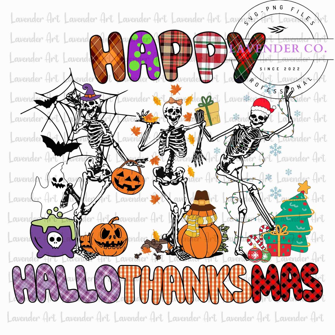 Happy Hallothanksmas PNG, Skeleton Funny Png, Thanksgiving Png, Dancing ...