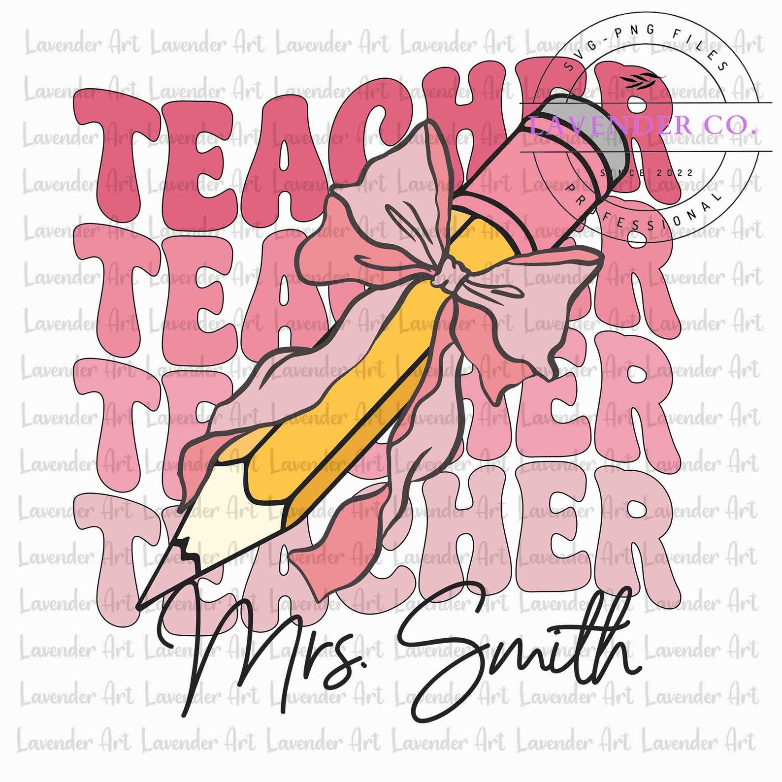 Coquette Teacher Png, Teacher Pencil Coquette Bow, Teacher Gift, Teach ...