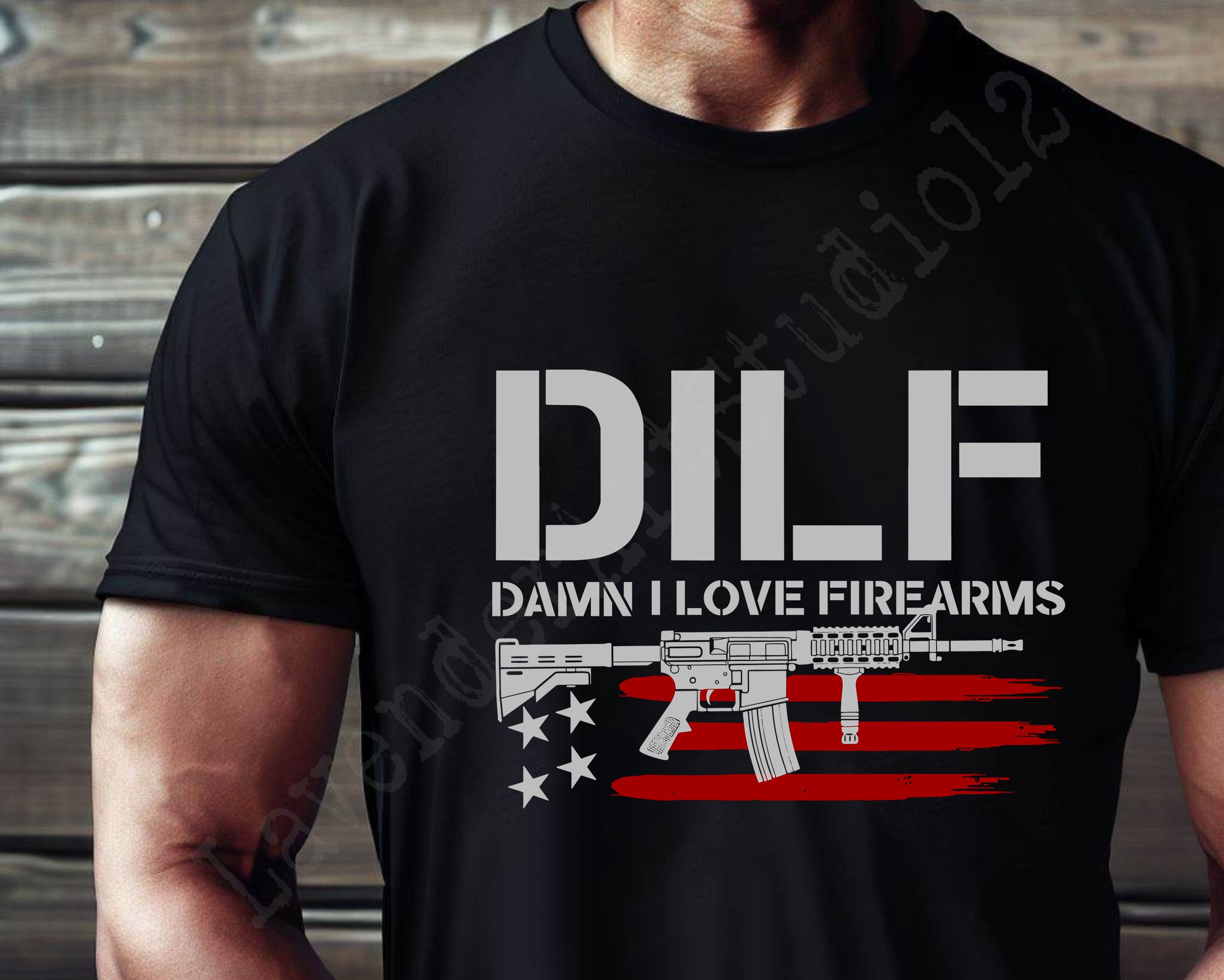 DILF Damn I Love Firearms Gun American Flag Shirt Rifle - Etsy