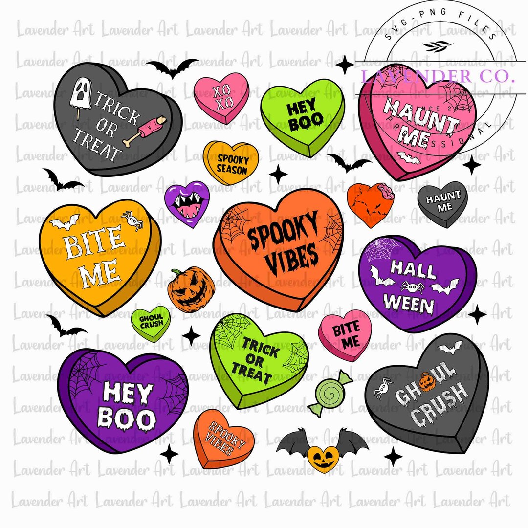 Candy Hearts Halloween PNG, Spooky Vibes Png, Halloween Png, Halloween ...