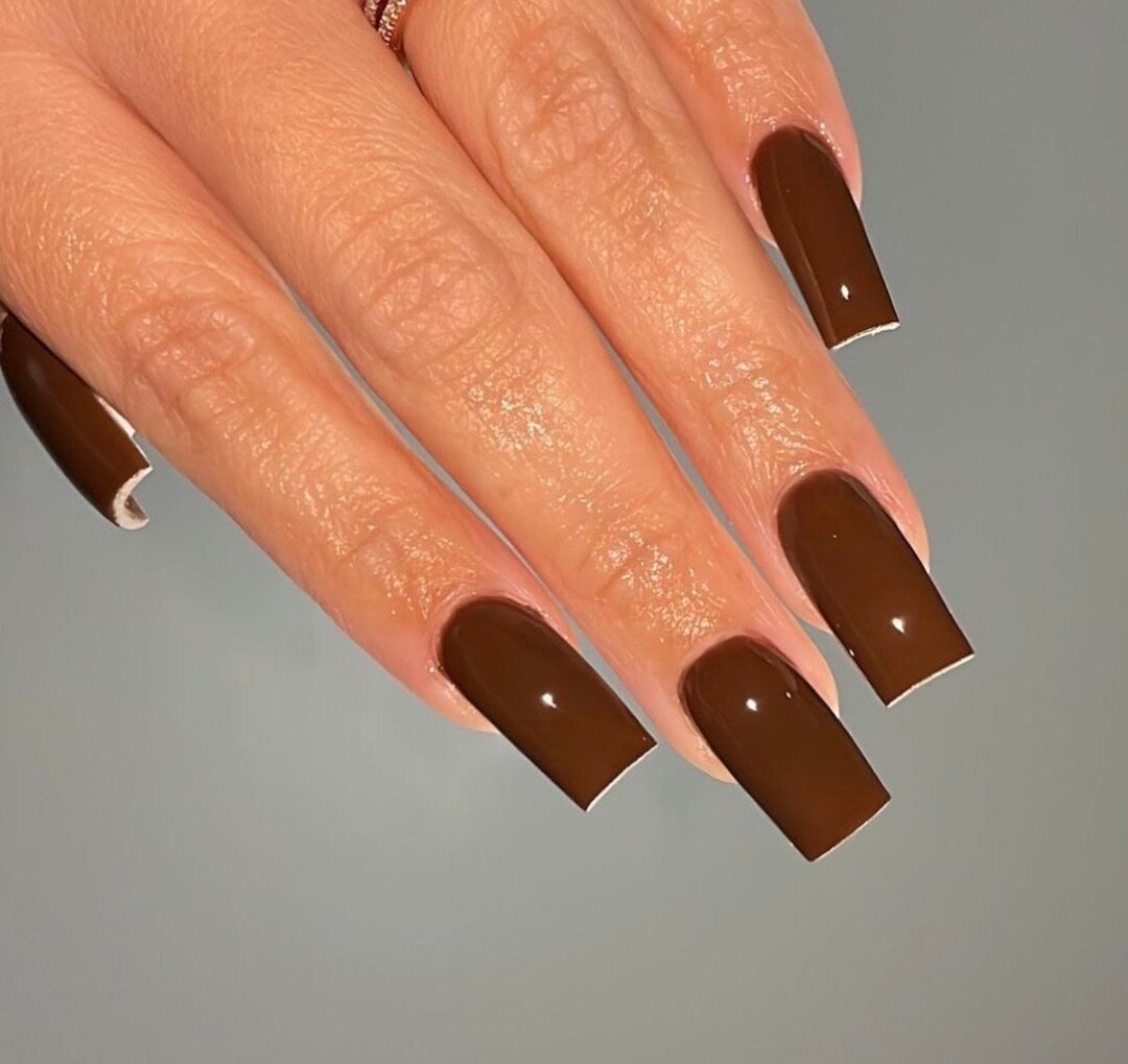 Solid Chocolate Press Ons | Press on Nails | Handmade Press on Nails - Etsy