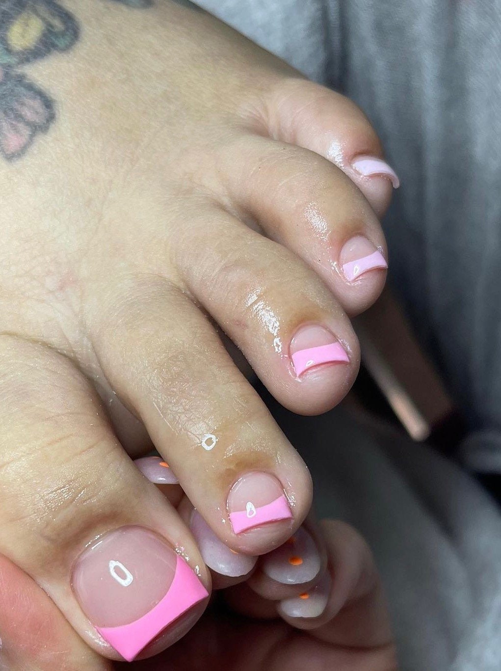 French Toe Nails With Diamonds