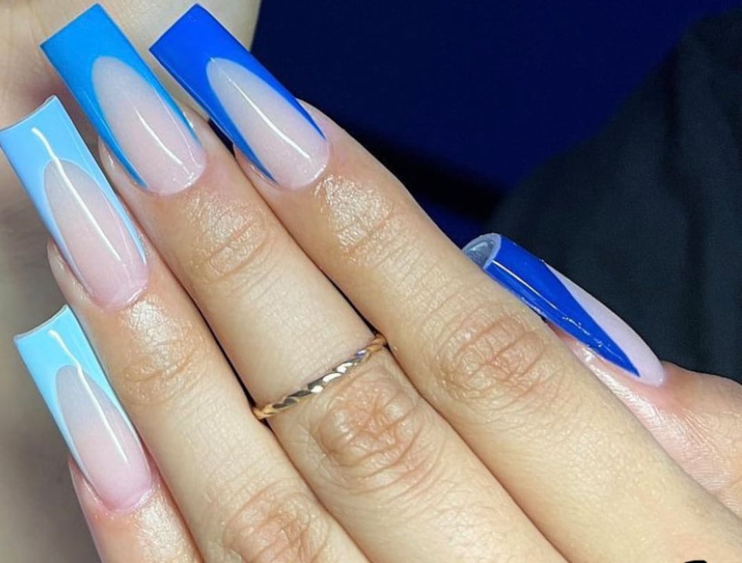 Blue Gradient French Press Ons Press Ons French Tip Press Ons - Etsy