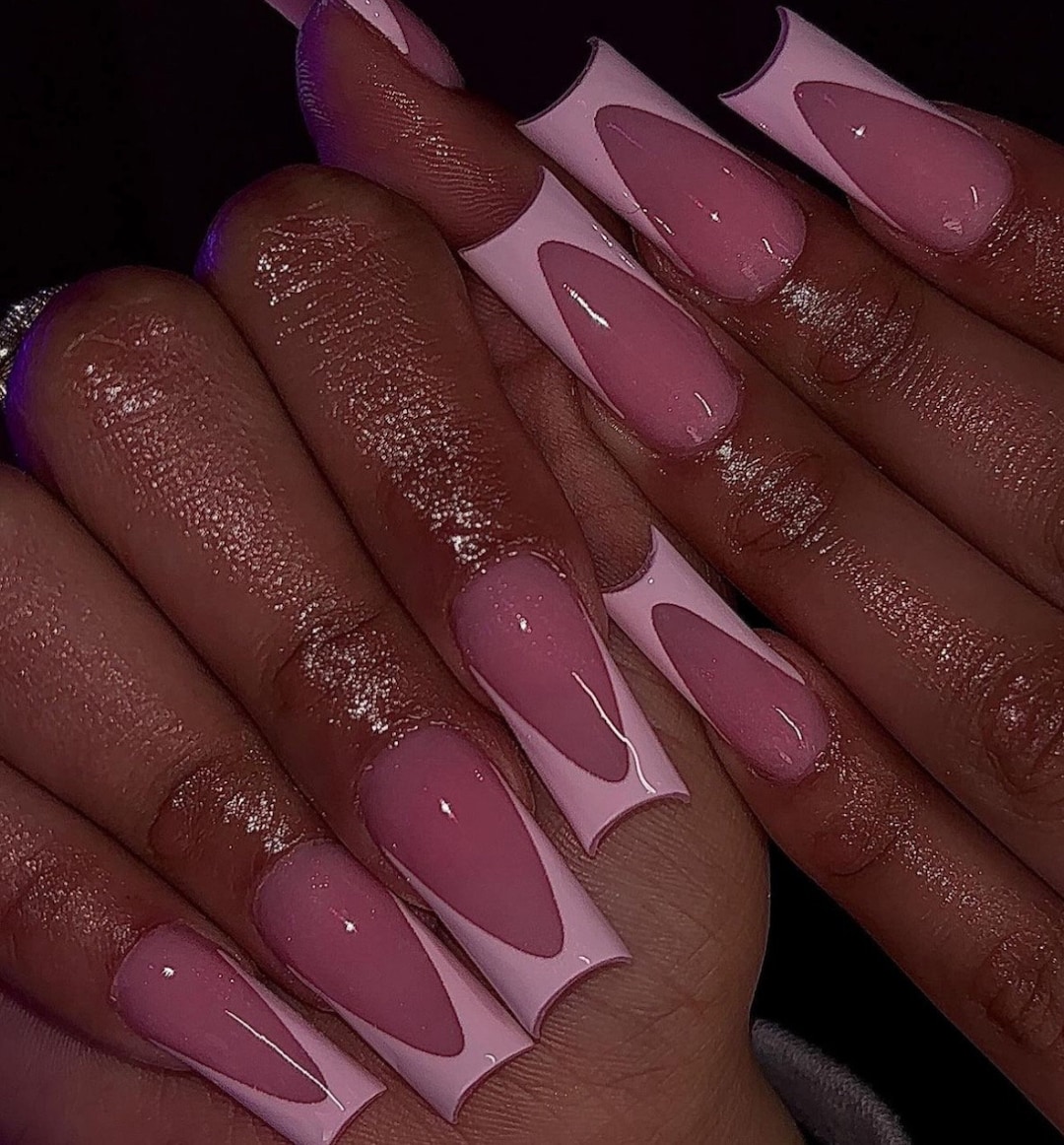 Pink on Pink French Press Ons Summer Press on Nails Handmade Press on ...