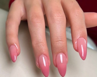 Pink & White Ombre Press Ons Press on Nails Handmade Press - Etsy