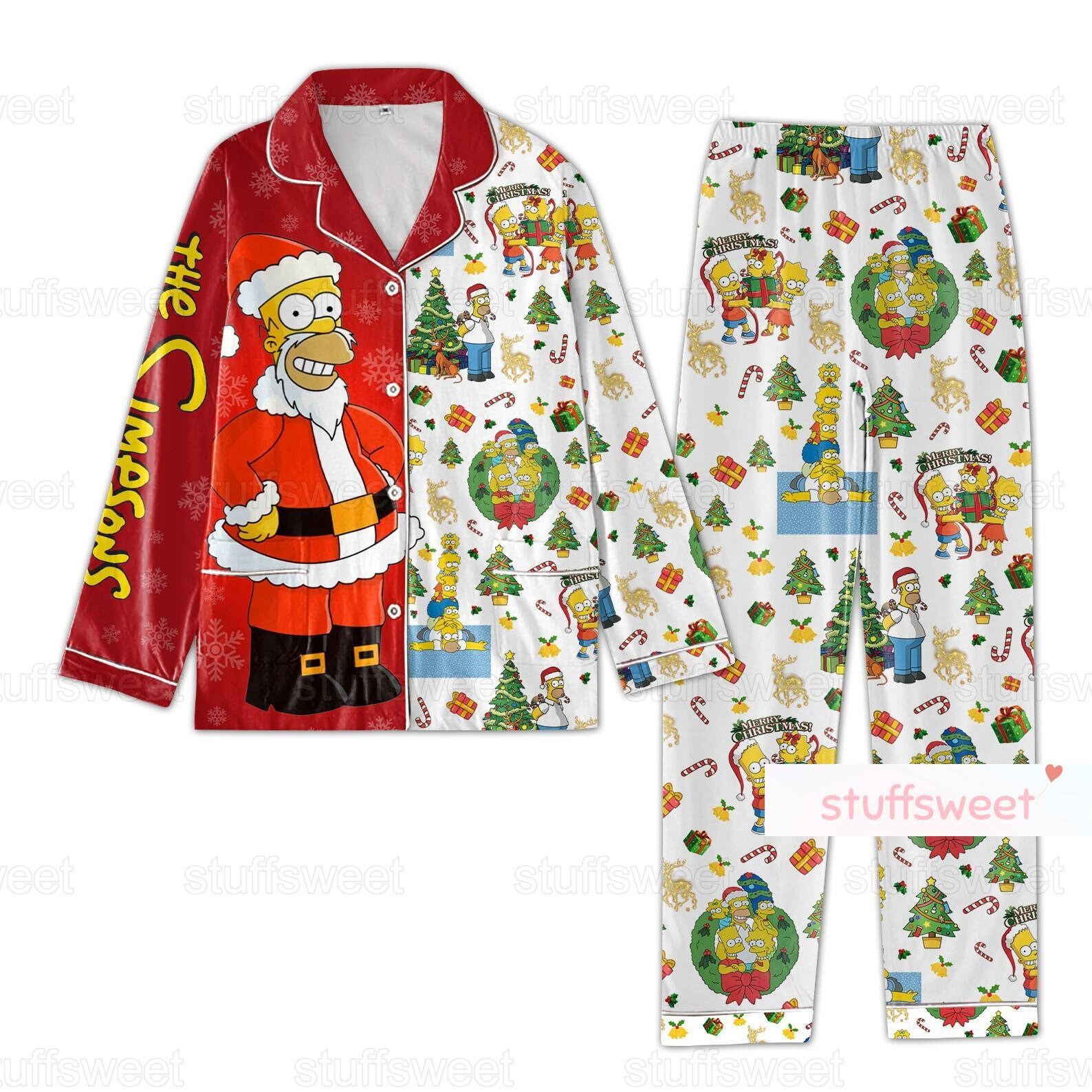 Christmas The Simpsons Pajamas, Homer Simpson Pajamas Set, Simpsons ...