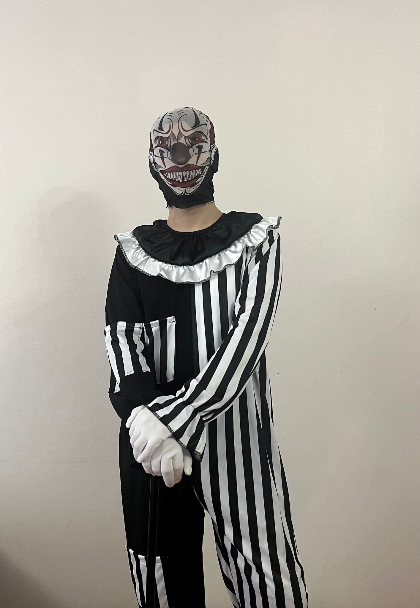 Terrifying Striped Black and White Clown Costume, Cosplay Costume ...