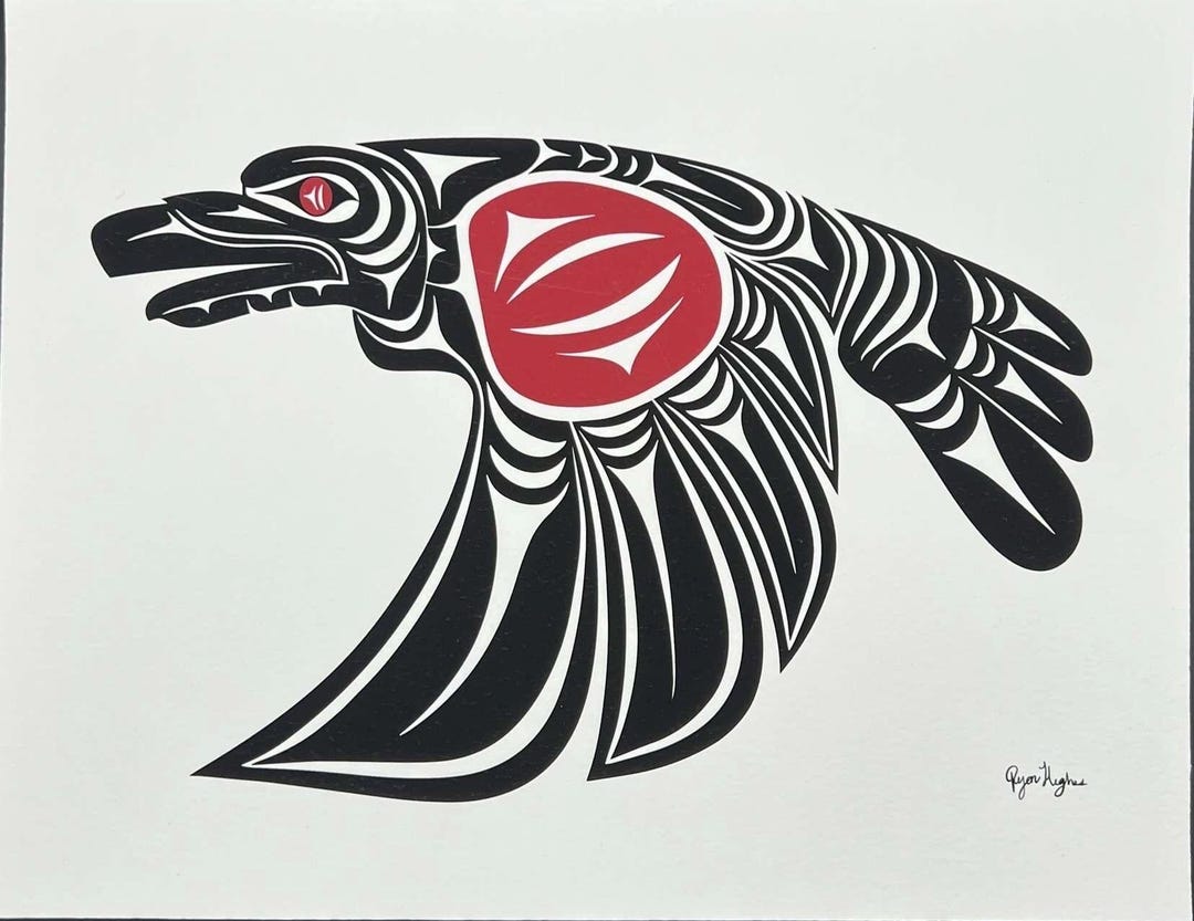 Coast Salish flying Raven Print - Etsy