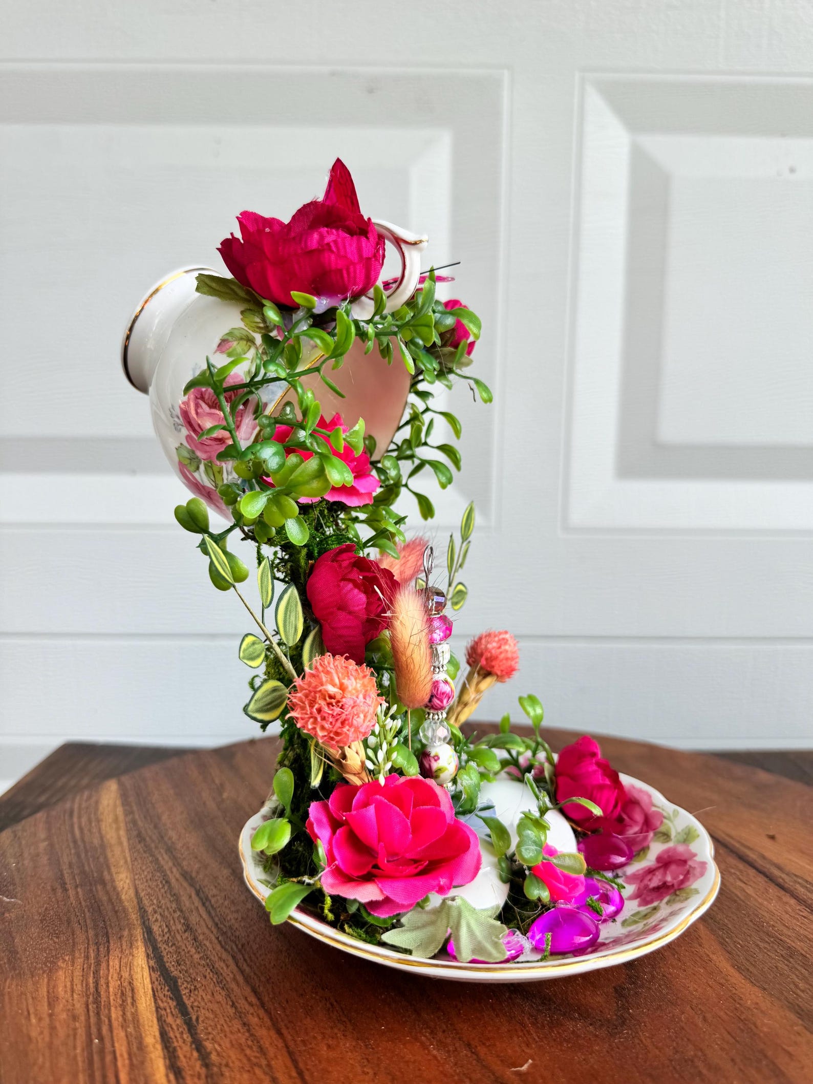 Elevated Teacup, Floating Teacup, Teacup Faux Floral Display, Teacup ...