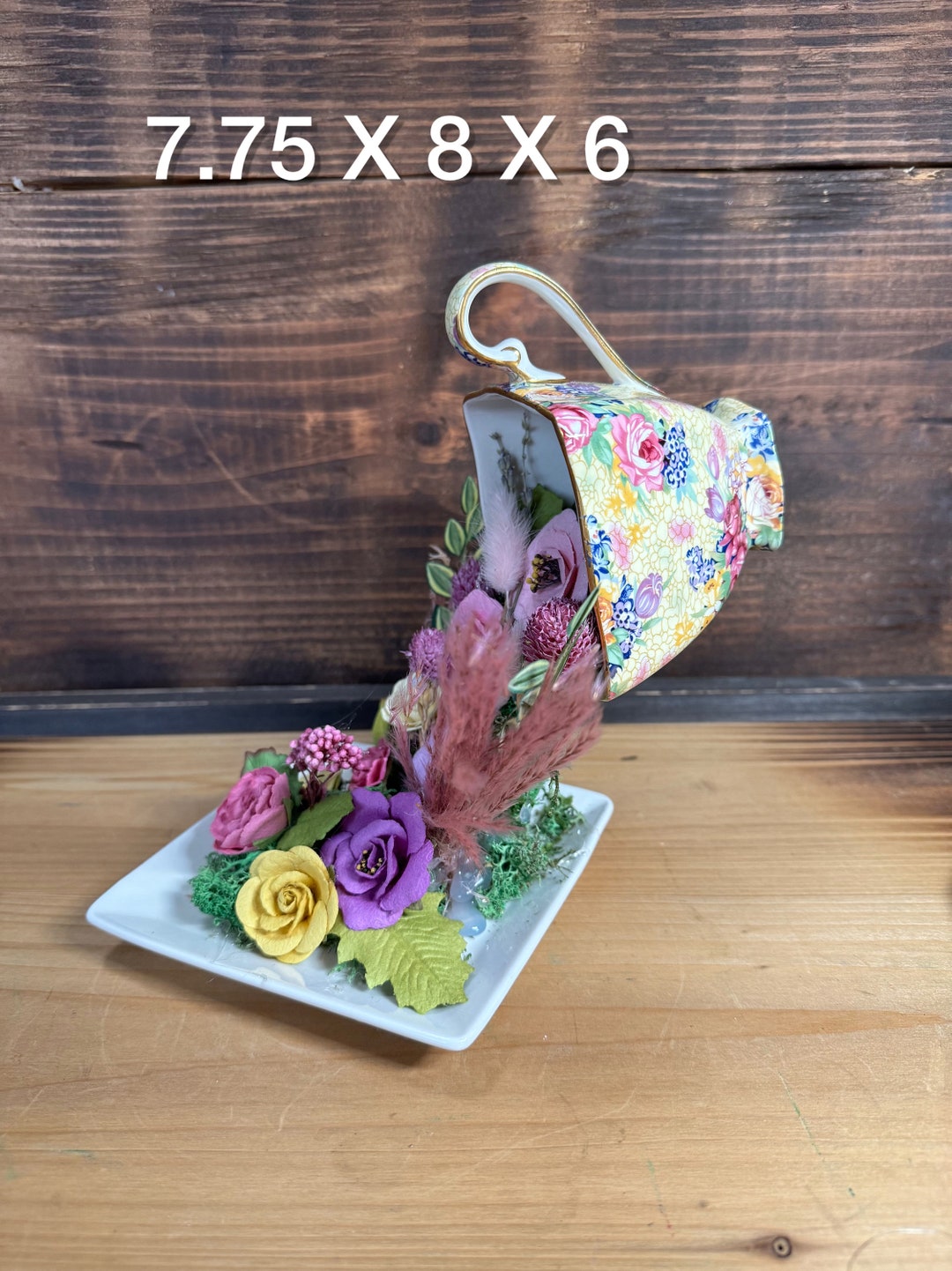 Floating Teacup, Floral Teacup Display, Floating Teacup Decor, Teacup ...