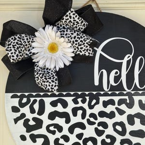Hello Wood Door Hanger, Hello Wood Sign, Chetah Print Door Hanger ...