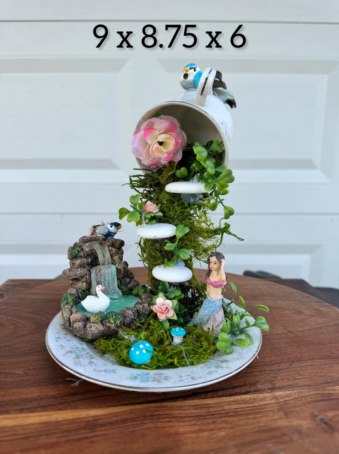 Floating Teacup, Elevated Teacup, Teacup Fairy Garden, Faux Floral ...
