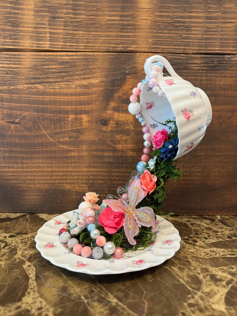 Teacup, Elavated Teacup, Teacup Floral Decor, Teacup Home Decor, Teacup ...
