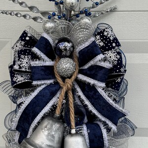 Navy and Silver Christmas Swag, Navy Christmas Swag, Christmas Swag ...