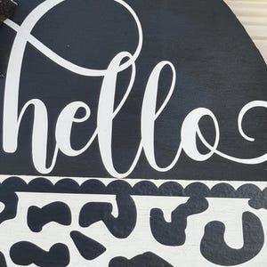 Hello Wood Door Hanger, Hello Wood Sign, Chetah Print Door Hanger ...