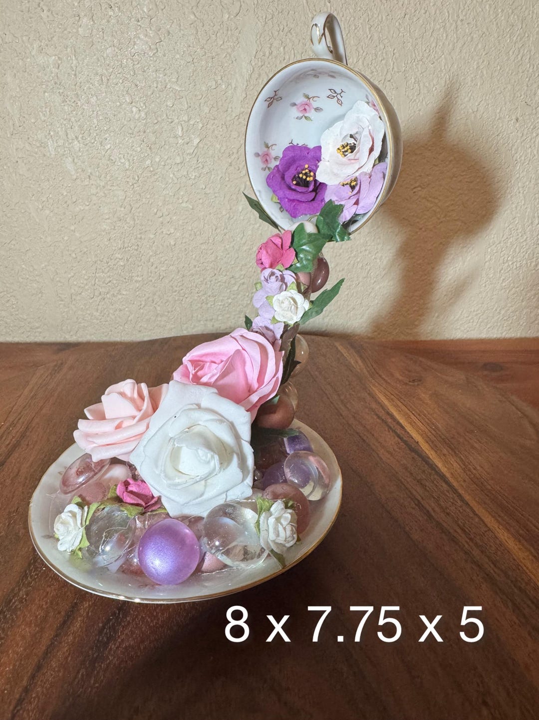 Elevated Teacup, Floating Teacup, Teacup Faux Floral Display, Teacup ...