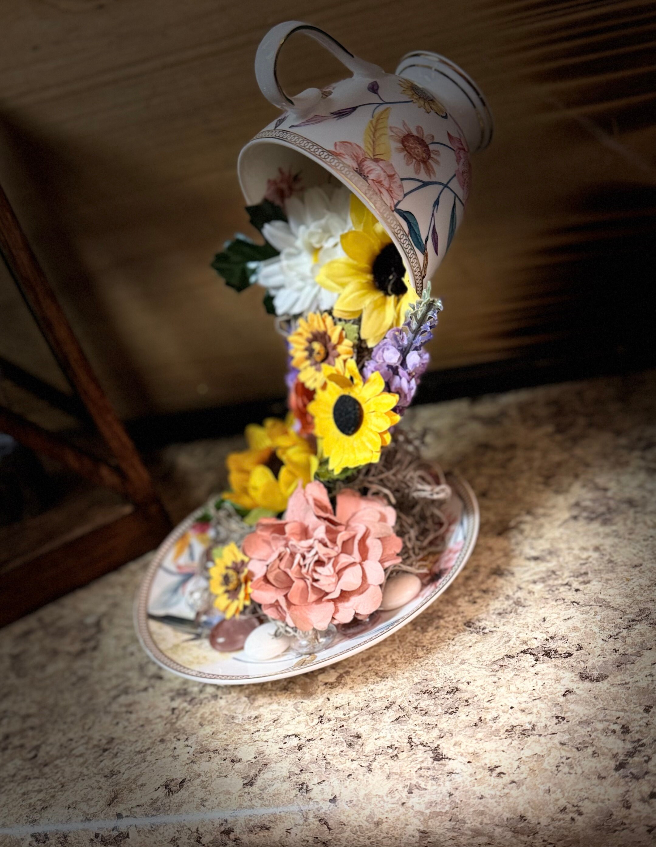 Floating Tea Cup, Floating Teacup, Teacup Floral Arrangement ...
