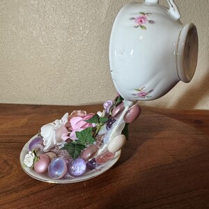Elevated Teacup, Floating Teacup, Teacup Faux Floral Display, Teacup ...