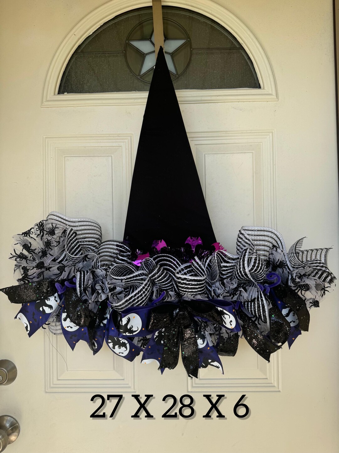 Witch Hat Wreath, Witch Hat Door Wreath, Witch Hat Halloween Decor ...