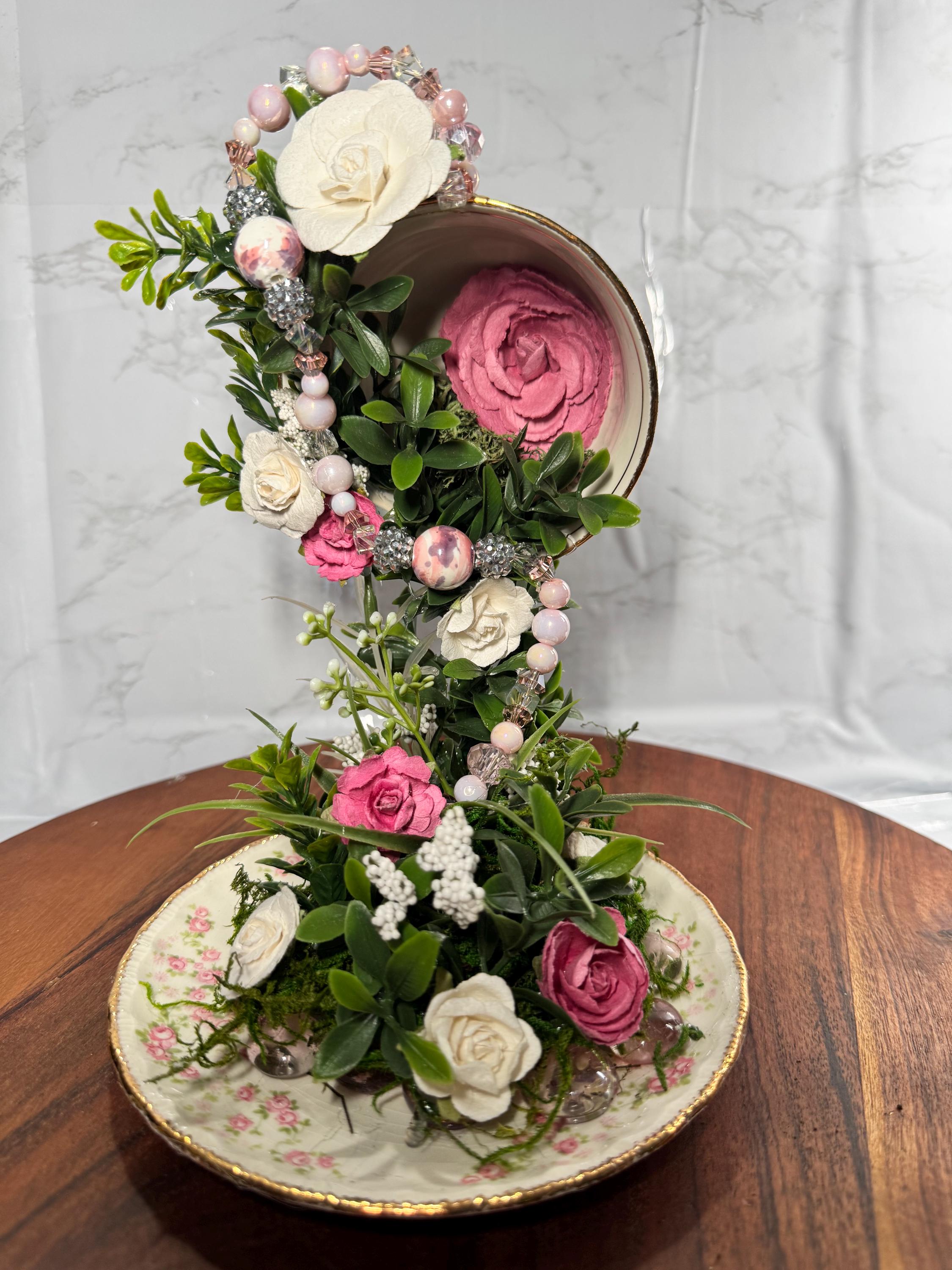 Floating Teacup, Elevated Teacup, Teacup Floral Display, Teacup ...