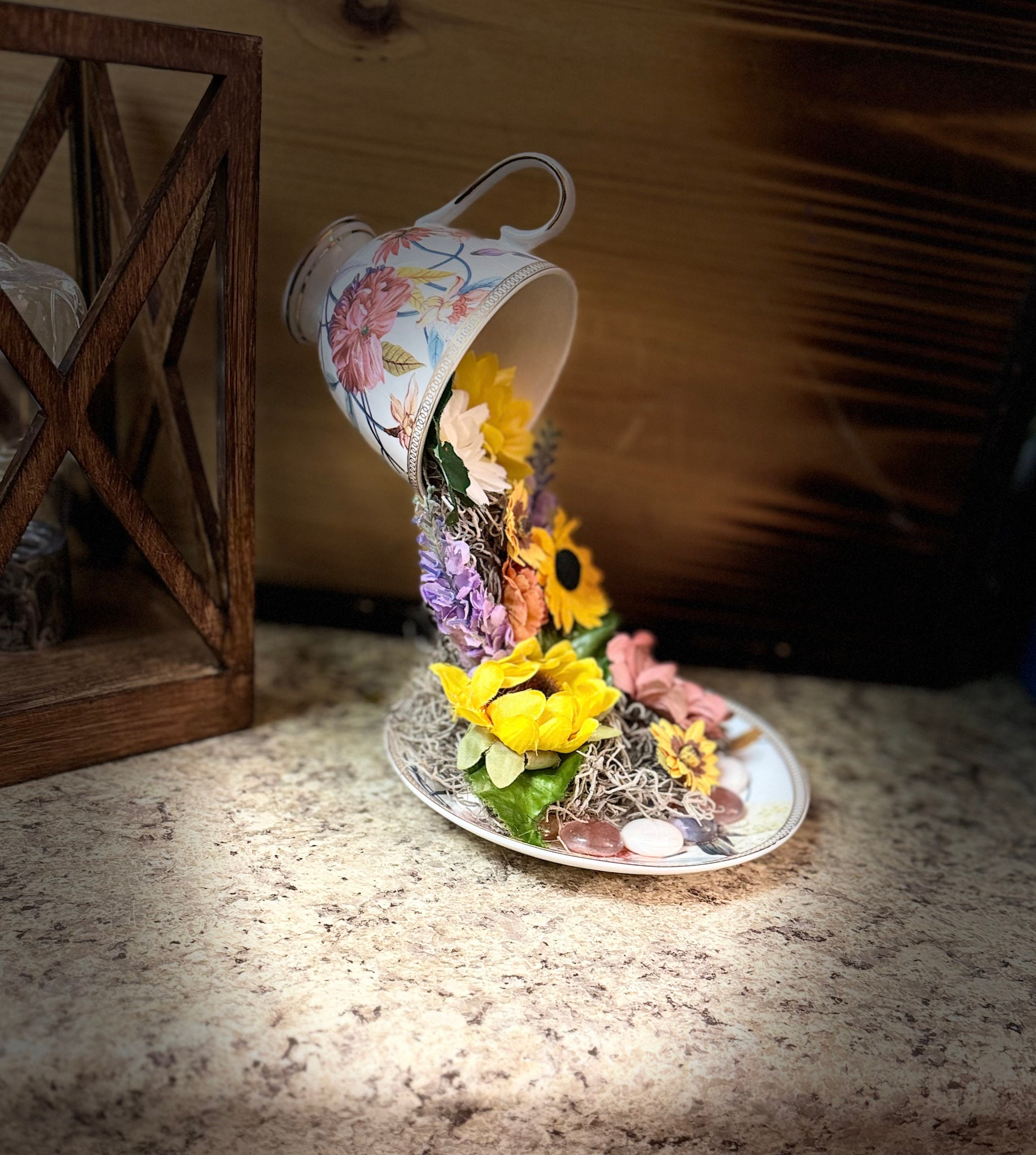 Floating Tea Cup, Floating Teacup, Teacup Floral Arrangement ...