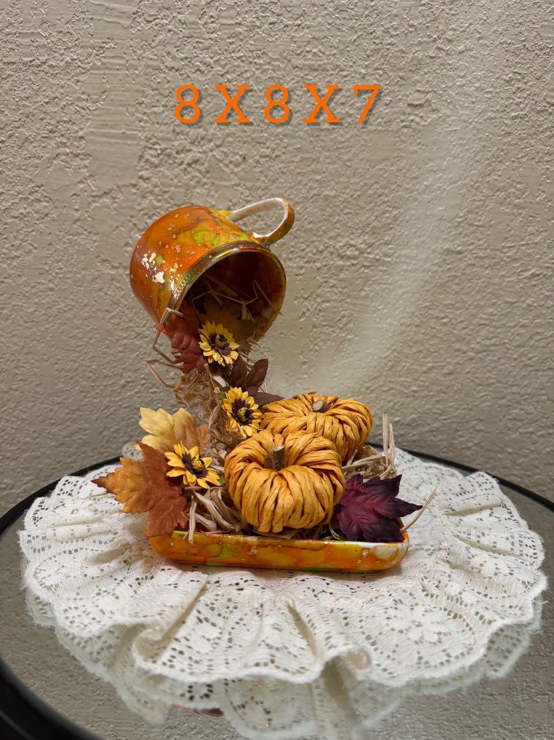 Fall Floating Teacup, Autumn Floating Teacup, Elevated Teacup, Ekacated ...