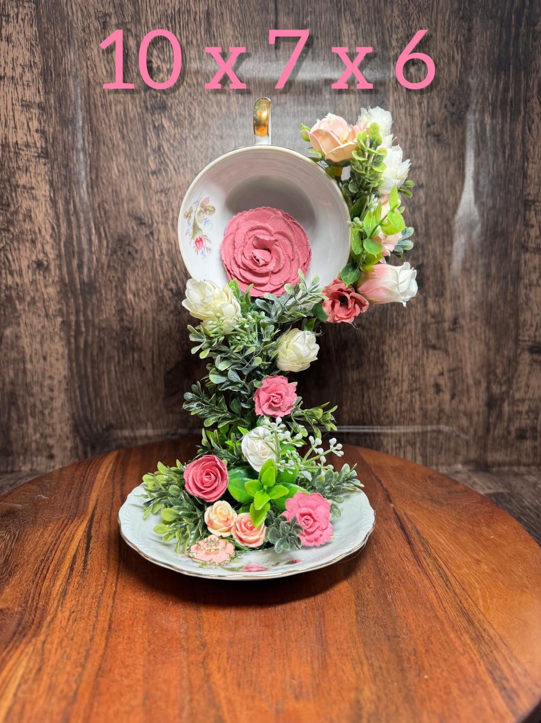 Elevated Teacup, Floating Teacup, Faux Floral Teacup Display, Teacup ...